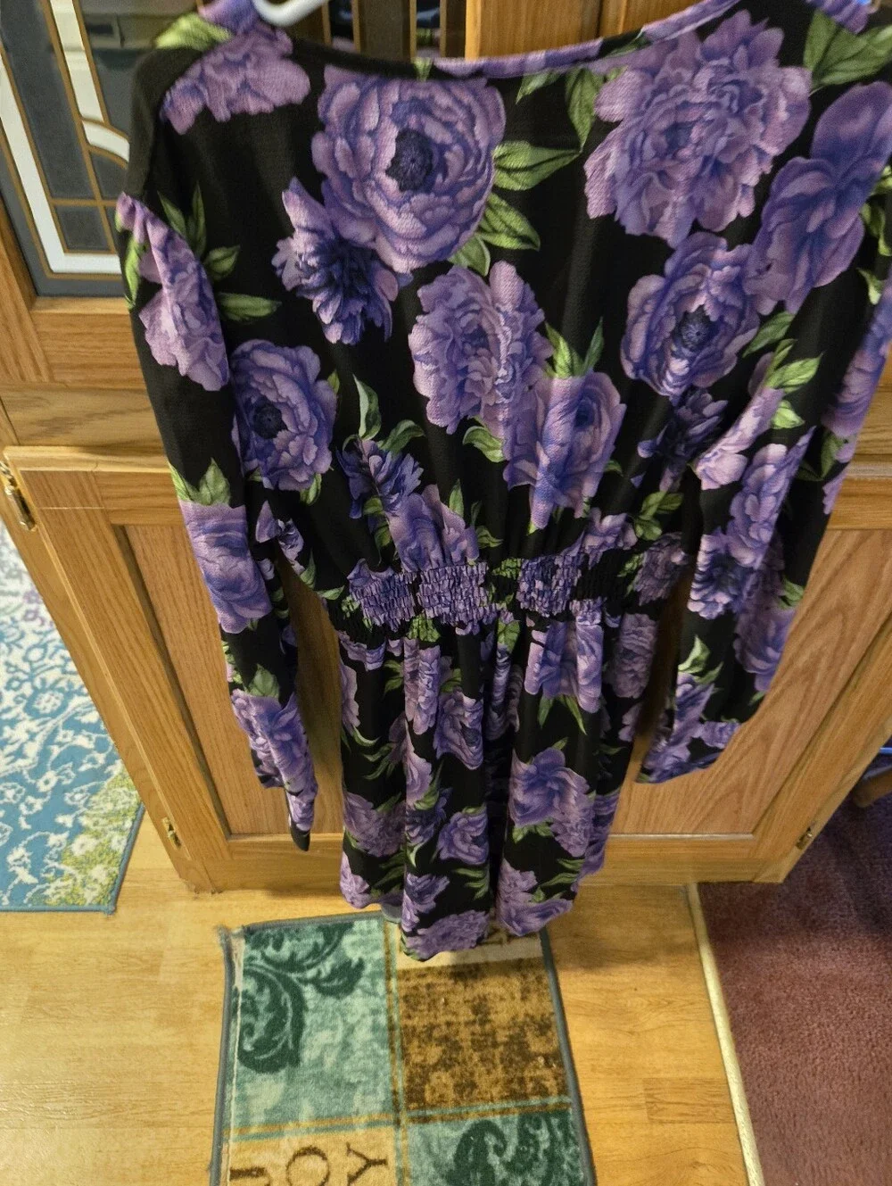 Boohoo | Dresses | Boohoo Black With Purple Floral Print And Green ...
